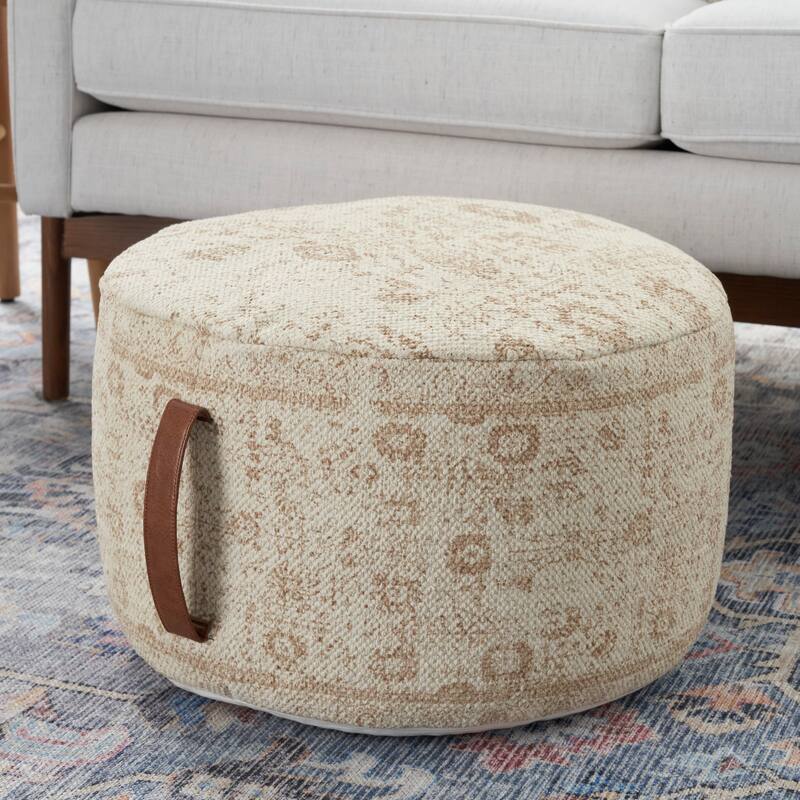 Nicole Curtis Erased Print Drum Pouf 20" x 20" x 12" - On Sale - Overstock - 40164083